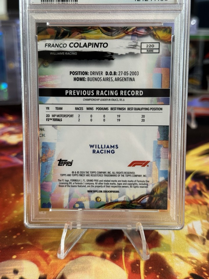 2024 Topps Finest Formula 1 F1 Franco Colapinto RC Rookie Rare Black ...