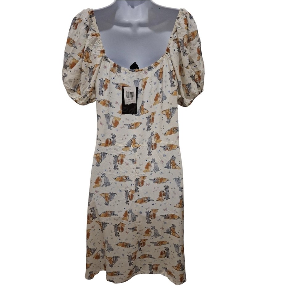Her Universe Disney Lady and the Tramp Allover Print Dress Puff Sleeve ...