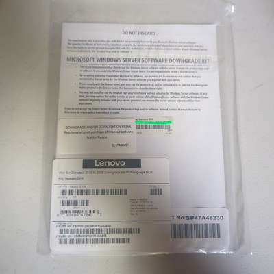 Windows Server Standard 2019 To 2016 Downgrade Kit with License Key and ...