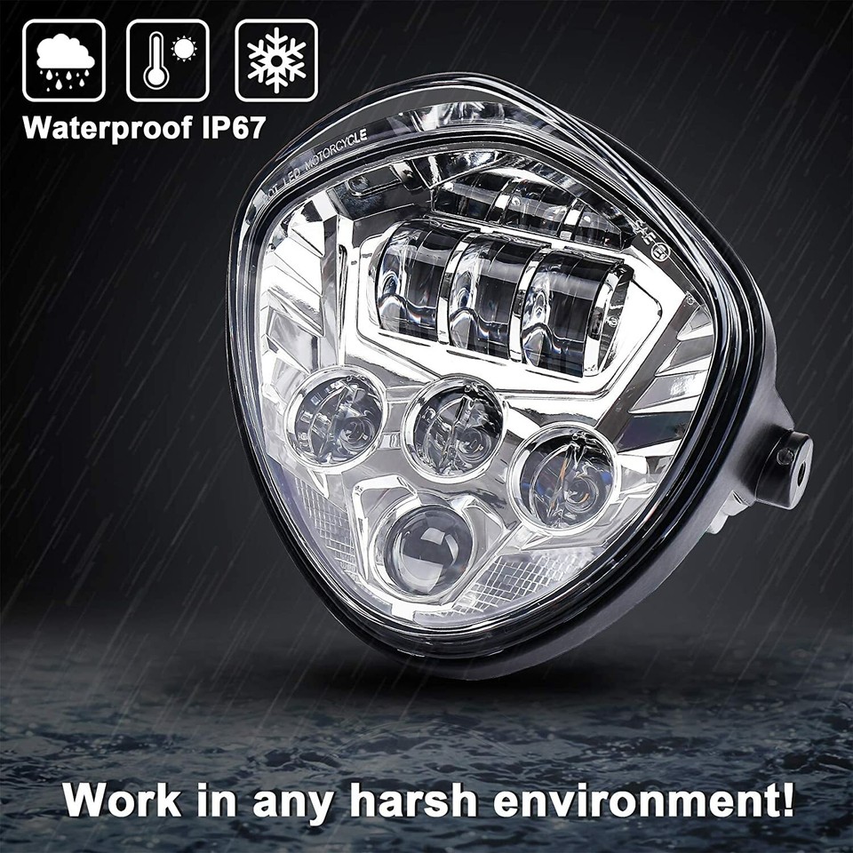 For Yamaha Stryker V-Star 650 1300 7" Motorcycle LED Headlight Hi/Lo w ...