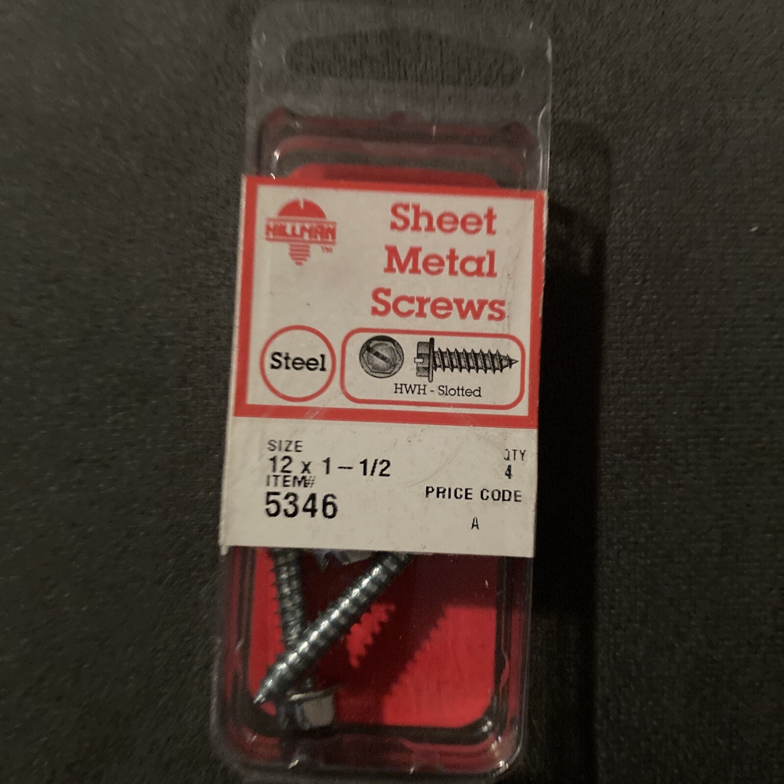 Hillman 12 x 1 -1/2 Steel HWH Slotted Sheet Metal Screws 4-Pack #5346 ...