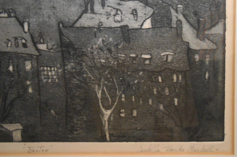 ISABELLA BANKS MARKELL (USA 1891-1980) 'BOSTON' B/W AQUATINT PRNT #4/50 ...