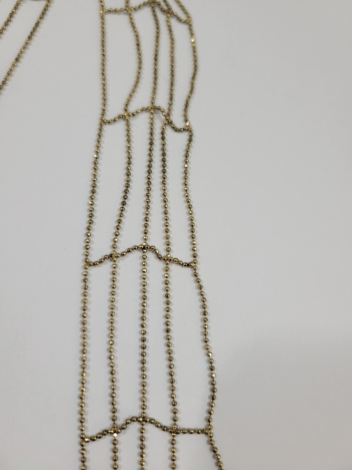 Gold Tone Metal Chain Mesh Scarf Style Necklace w/Fringe Fashion ...
