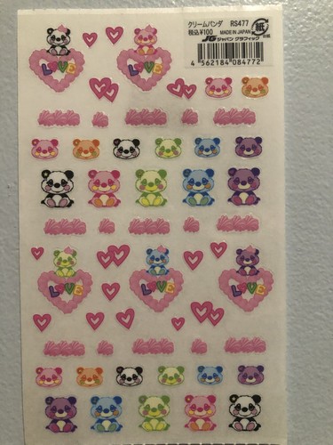 Crux Kawaii Japan Colourful Panda Sticker Sheet Vintage Collection Htf ...