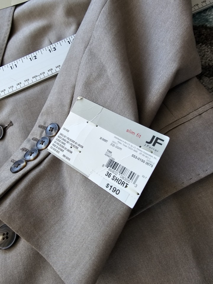 J Ferrar Suit Jacket Mens 36 Short Slim Fit Grey Nwt | eBay