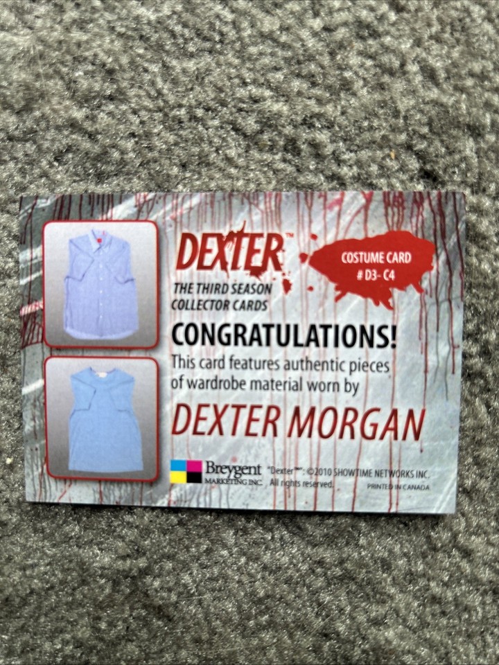 Dexter Season 3 D3-C4 Dual Costume Wardrobe Card Michael C Hall Dexter ...