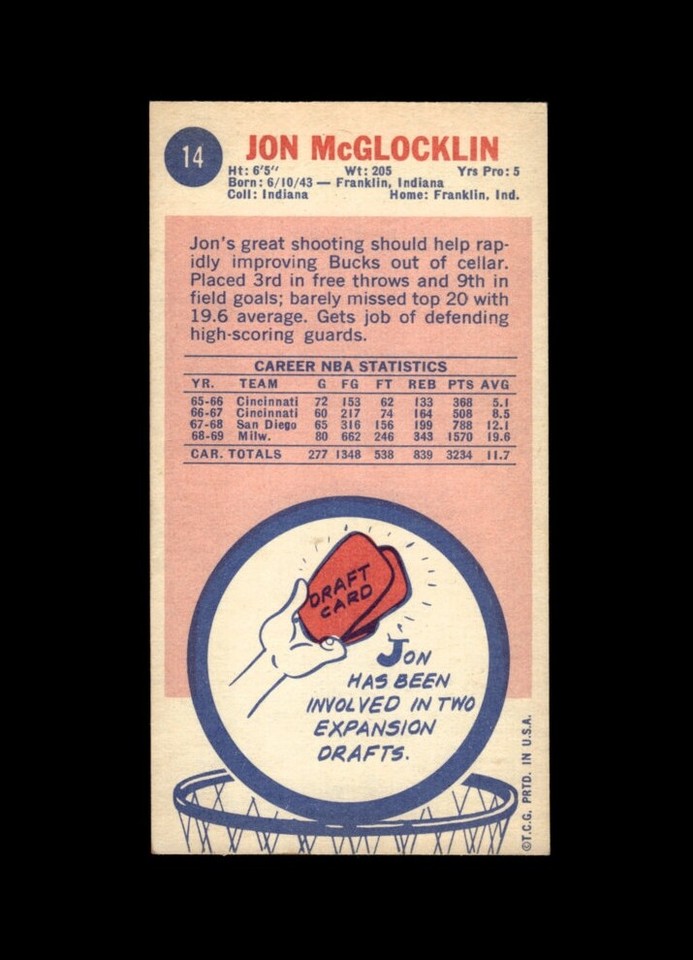 1969-70 Topps Set-Break # 14 Jon Mcglocklin EX-EXMINT *GMCARDS* | eBay
