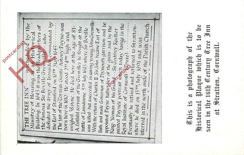 Picture Postcard~ Stratton, the Tree Inn, the Plaque | eBay UK