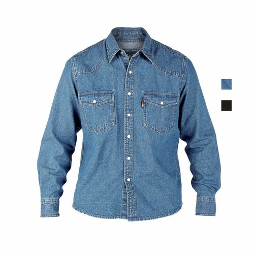 Duke Mens Denim Shirt Long Sleeves Button Up Casual Wear Collar S-8XL ...