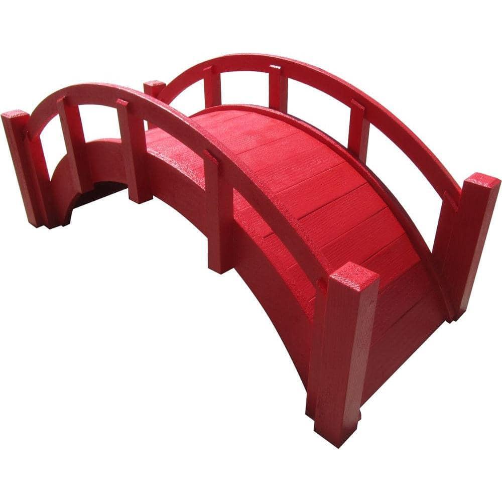 Waterproof Red 25 in. Miniature Japanese Arched Hand Painted Wood ...