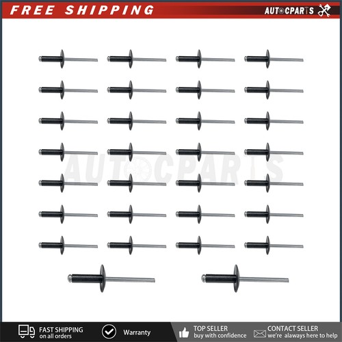 30 Black Aluminum & General Purpose Split-Type Rivets For GM 11516807 ...