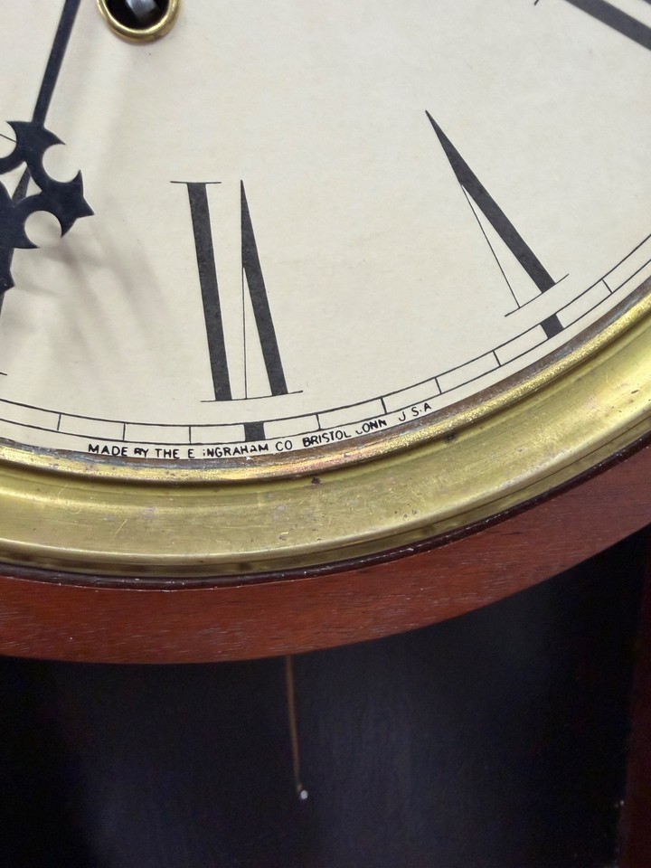 Antique Mahogany Ingraham Shelf clock nautical clock steam engine yacht ...