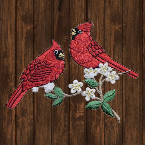 Two Cardinal Birds Embroidered Patch — Iron On | eBay