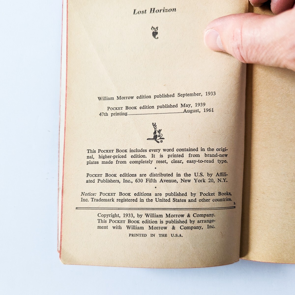 LOST HORIZON by James Hilton - 1961 Pocket Books Edition Vintage ...