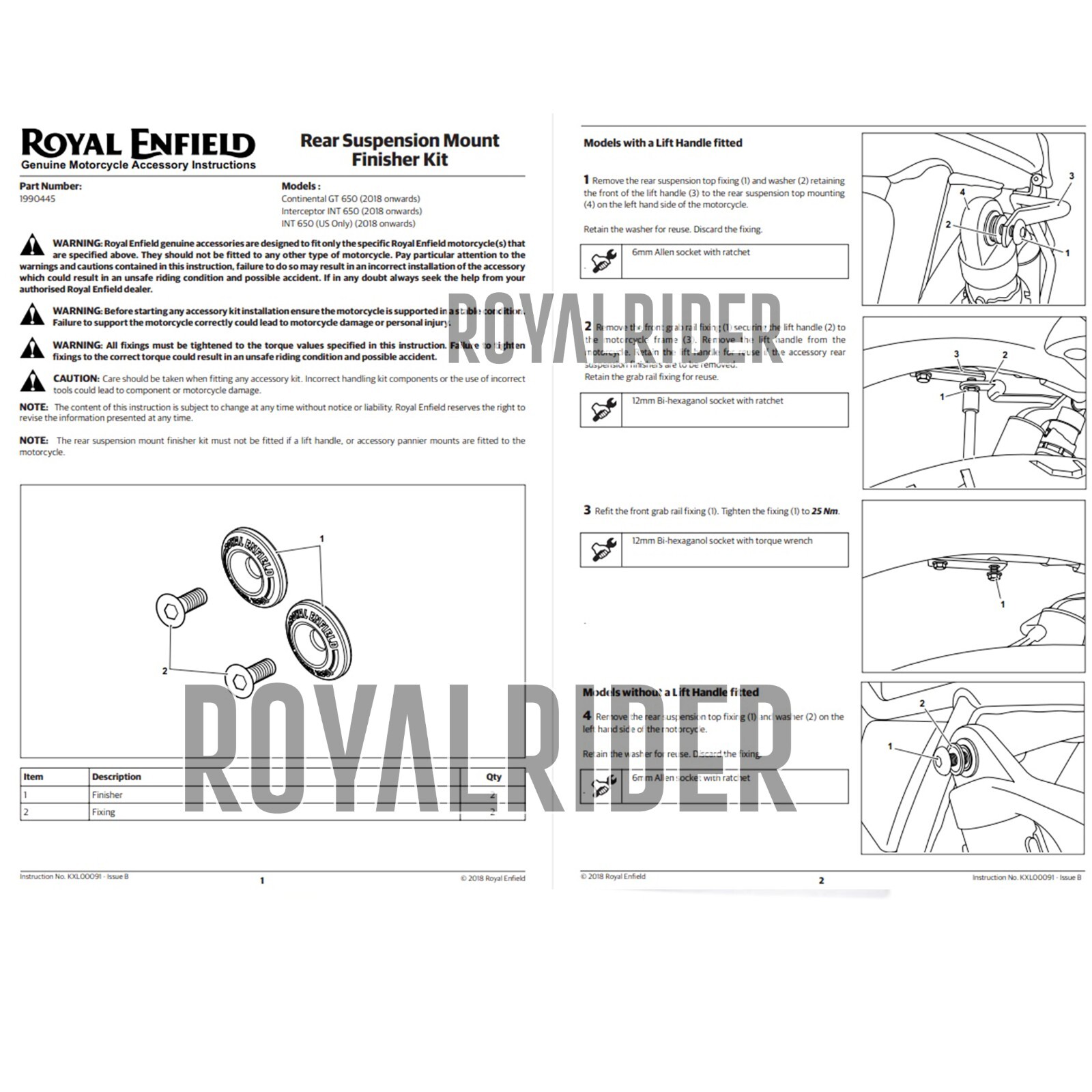 ROYAL ENFIELD "RSU FINISHER KIT, BLACK" For INTERCEPTOR 650 & GT 650 | eBay