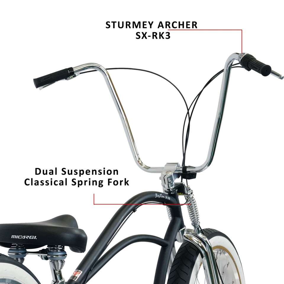 26" Micargi Sturmey Archer 3 Speed Chopper Bicycle Disc Brakes Fat ...