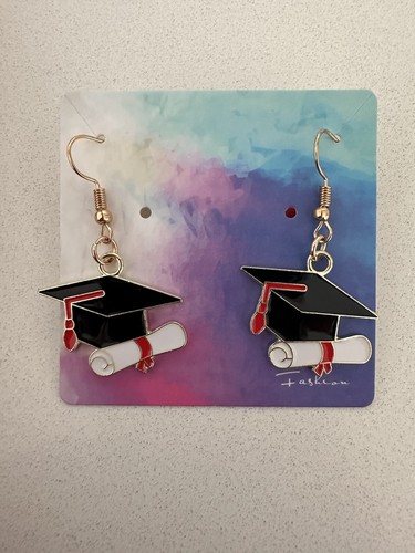 Graduate Cap Dangle Earrings, University School Graduation Mortarboard ...