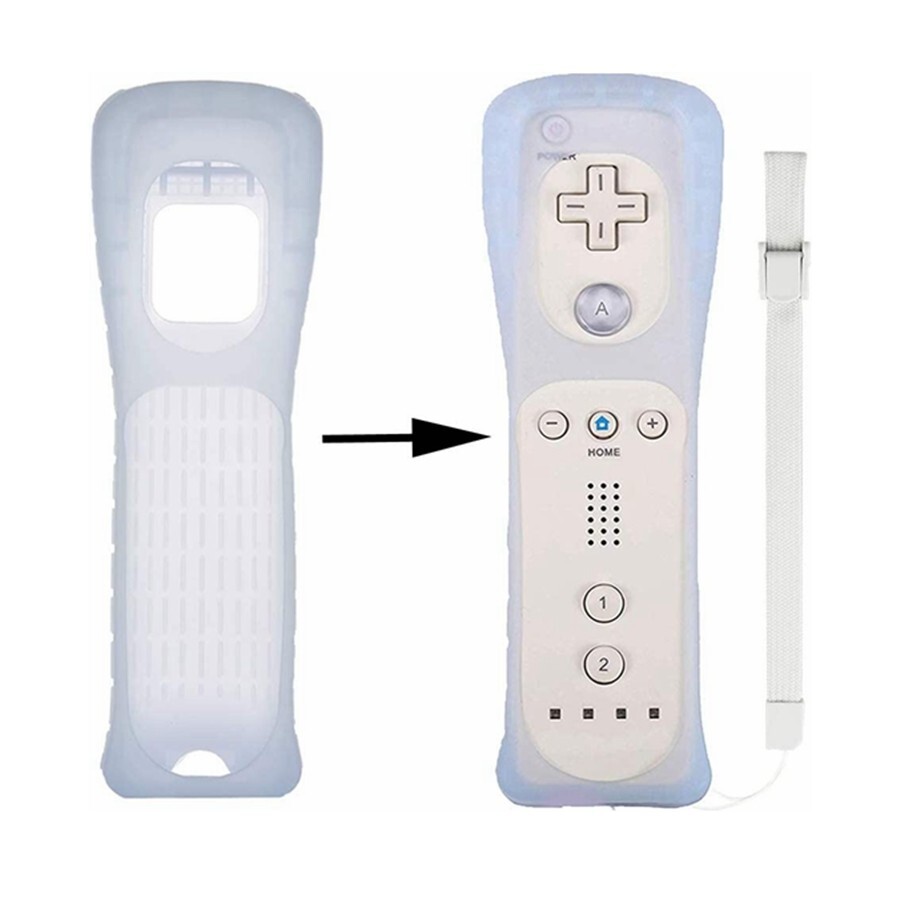 2 x Silicone Skin Case Cover with Wrist Strap for Nintend Wii Remote ...