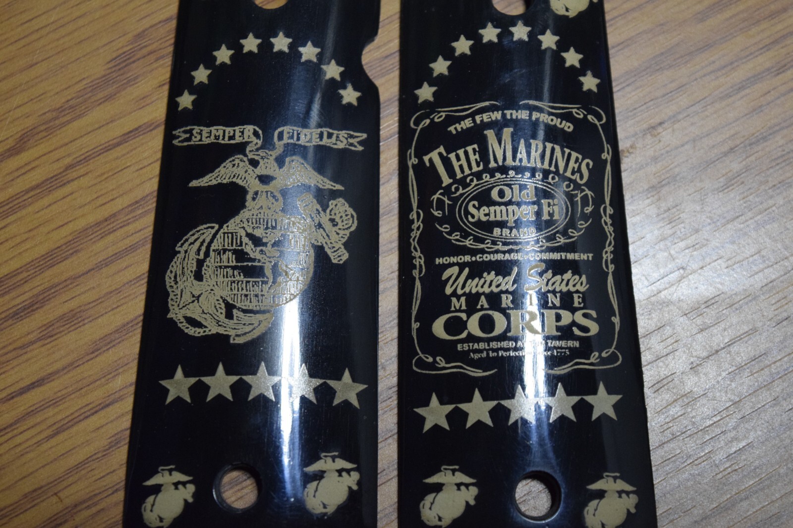 1911/Clones For Kimber/Colt Lasered Black Grips USMC Design Old Semper ...