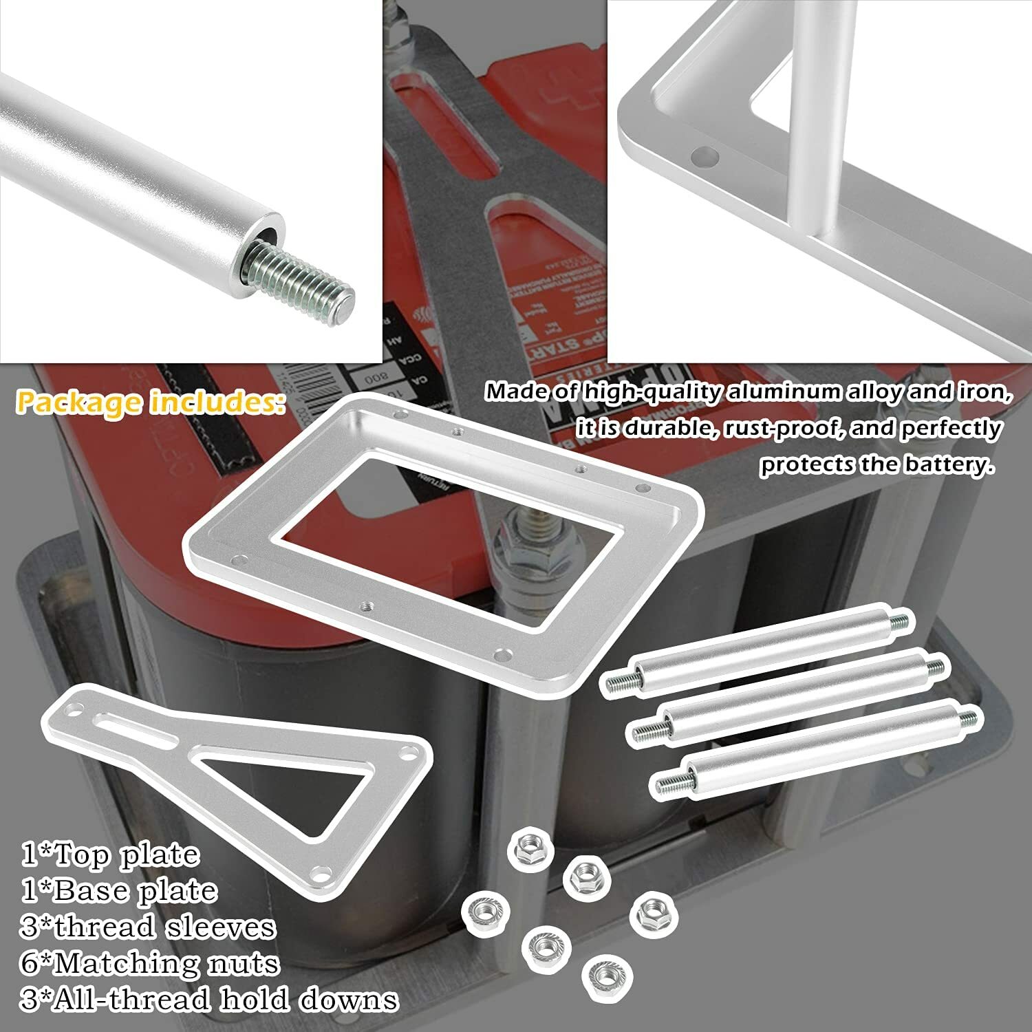 Universal Billet Battery Tray Hold Down Trunk Relocation Box for Optima ...