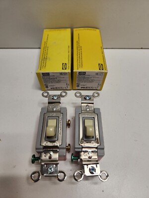 LOT OF 2 NEW OLD STOCK! HUBBELL 20A 120/277V IVORY TOGGLE SWITCHES ...