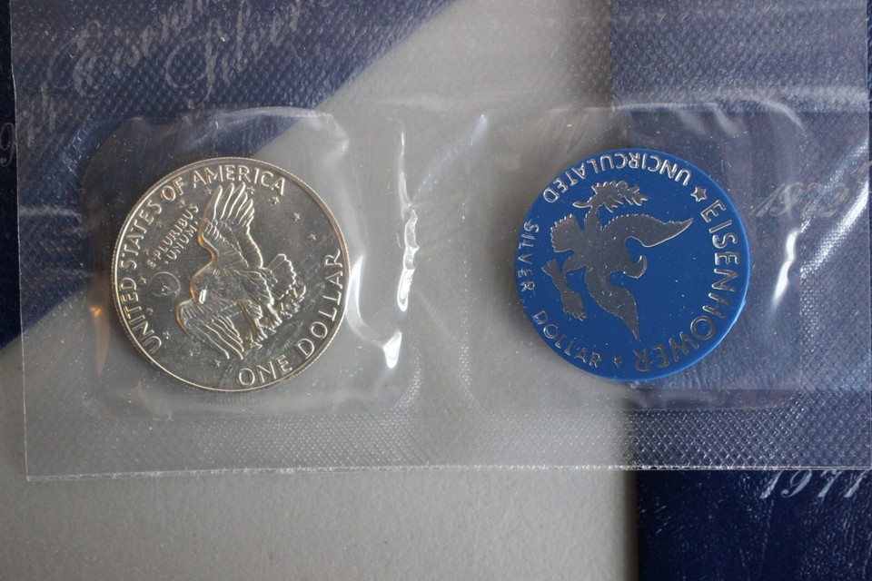 1971-1974 Silver Eisenhower Dollars Set of 4 Uncirculated OGP Blue Ike ...