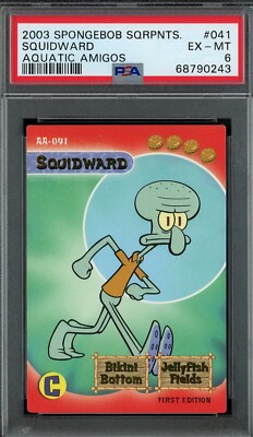 2003 UD Spongebob Squarepants Aquatic Amigos Squidward Gold Rare PSA 6 ...