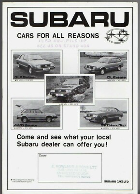 Subaru 1600 1980-81 UK Market Single Sheet Brochure DL GLF GFT 4WD ...
