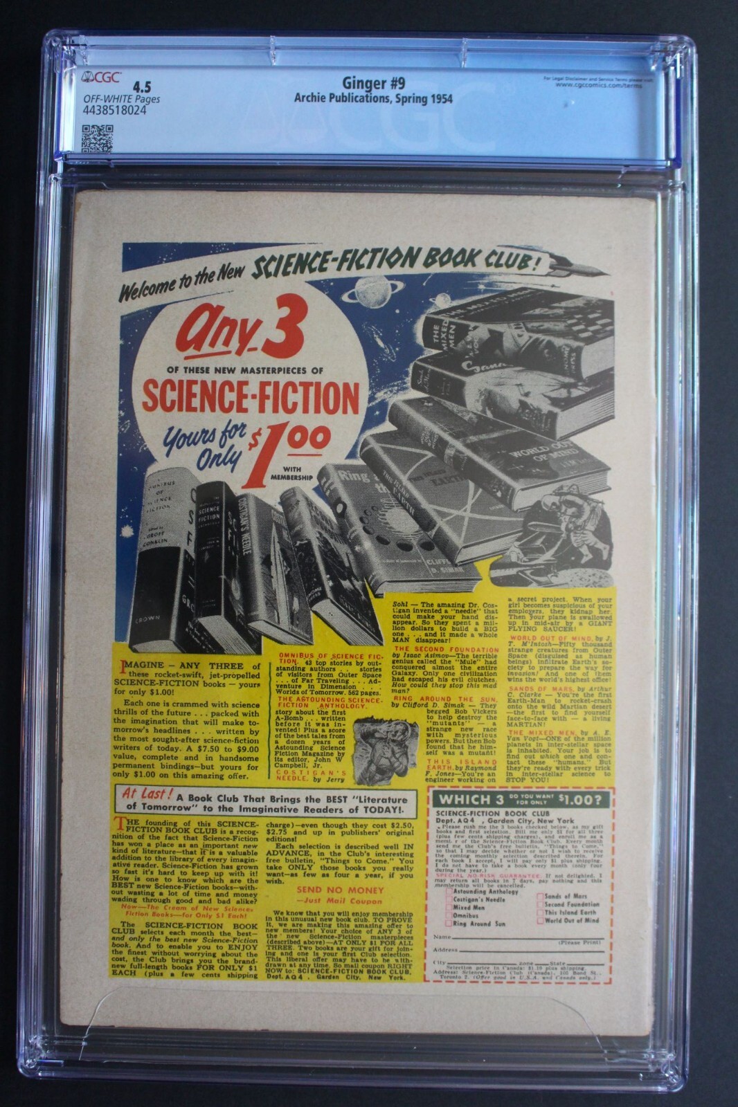 Ginger #9 Risqué cover 1954 Archie Katy Keene GGA Lucey Edwards Woggon ...