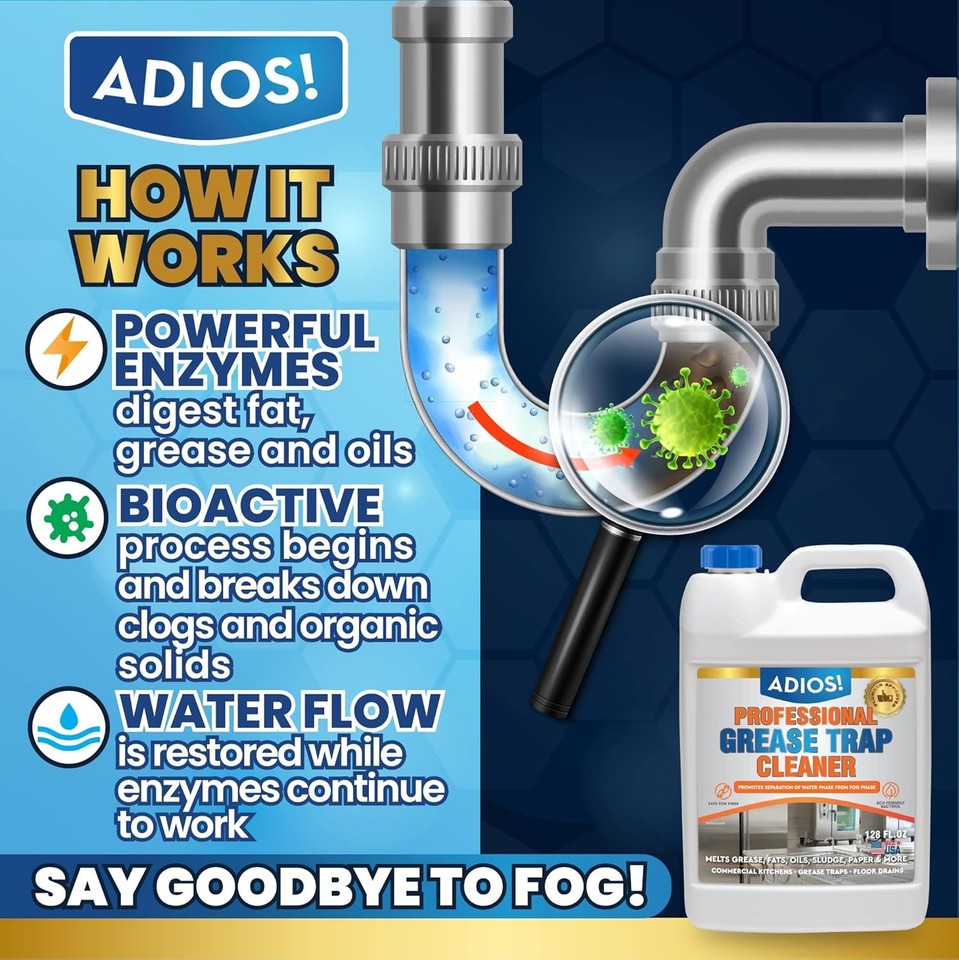 Grease trap cleaner enzyme formula removes fats oils grease drains | eBay