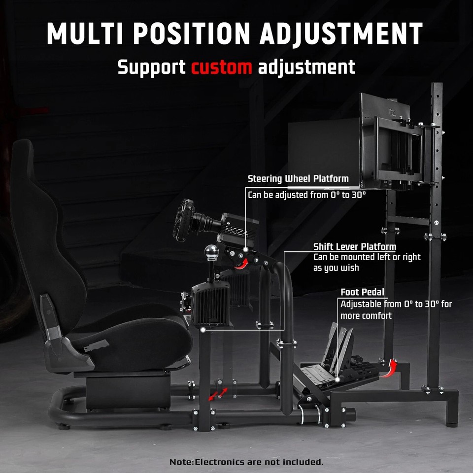 Dardoo Racing Sim Cockpit with Triple Monitor Stand & Seat For Logitech ...