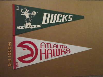 NBA Milwaukee Bucks & Atlanta Hawks Vintage 1970's Team Logo Pennants ...
