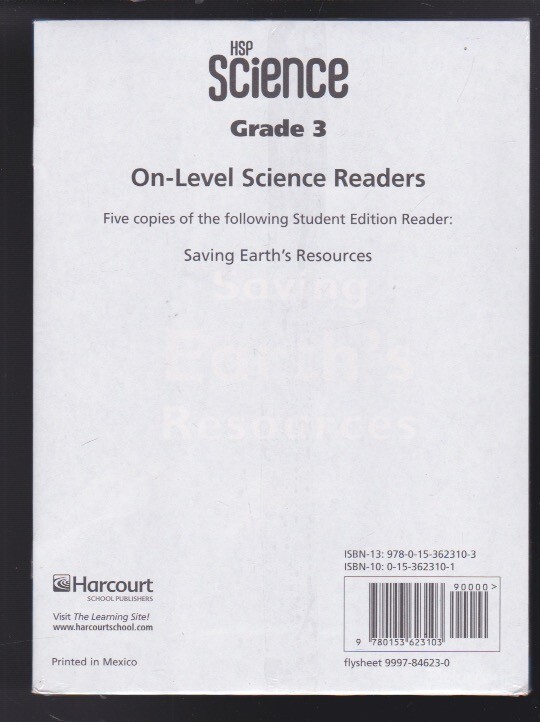 Harcourt Science Leveled Readers: Saving Earth's Resources 5-Pack ...