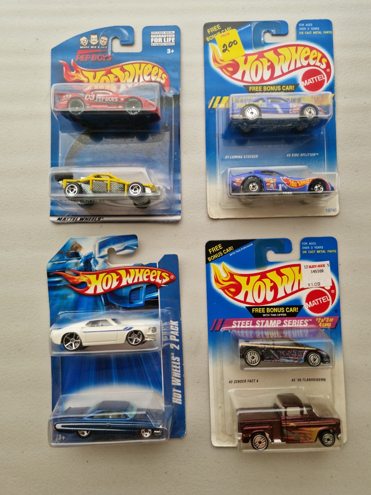 Hot Wheels 2 Pack Set of 4 Pep Boys Steel Stamp Series C78 | eBay