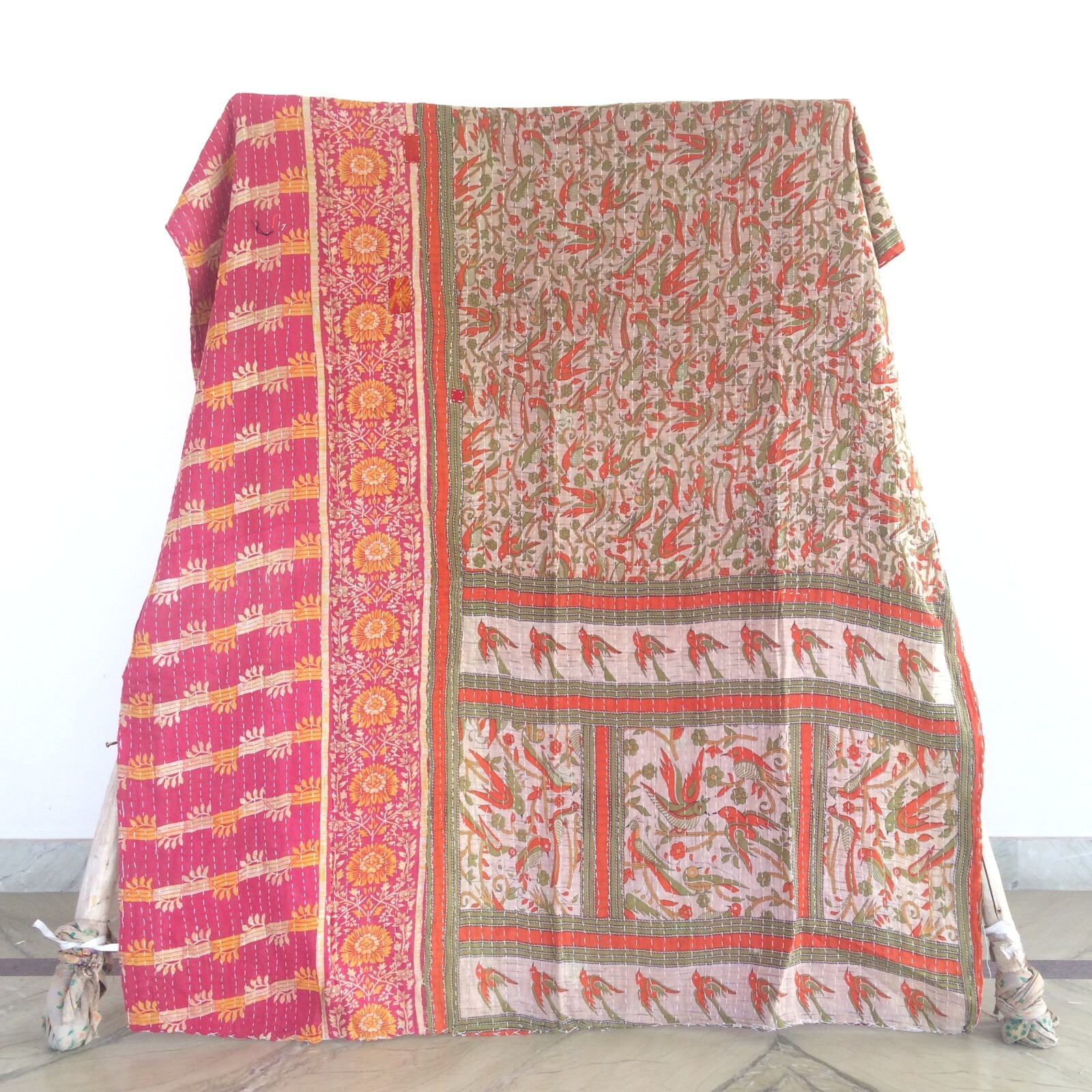 Vintage Kantha Throw Quilt Handmade Indian Ralli Gudri Blanket ...