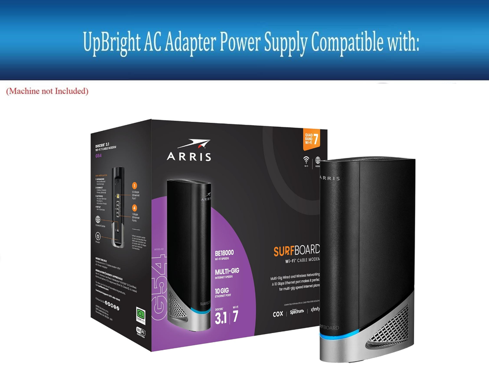 AC/DC Adapter For Arris Surfboard G54 DOCSIS 3.1 Gigabit Modem & Wi-Fi ...
