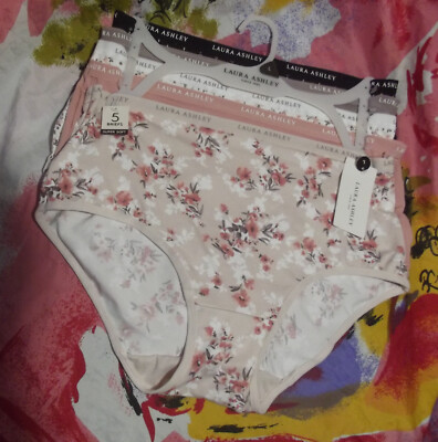 5 NEW LAURA ASHLEY LS5786 5PKC SUPER SOFT LOGO WAIST MICROFIBER BRIEF ...