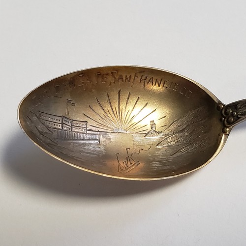 Sterling Silver Souvenir Spoon Golden Gate San Francisco - 16g ENGRAVED ...