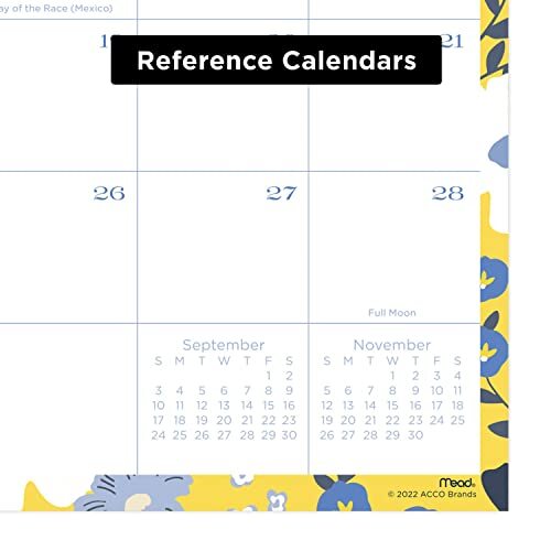 Mead 2024 Wall Calendar Monthly 11" -1/2" Small Caprice Blue Floral ...