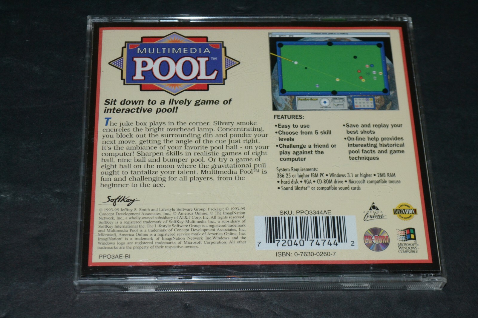 Multimedia Pool~Microsoft Windows Compatible~1993-1995~AOL Online~FAST ...