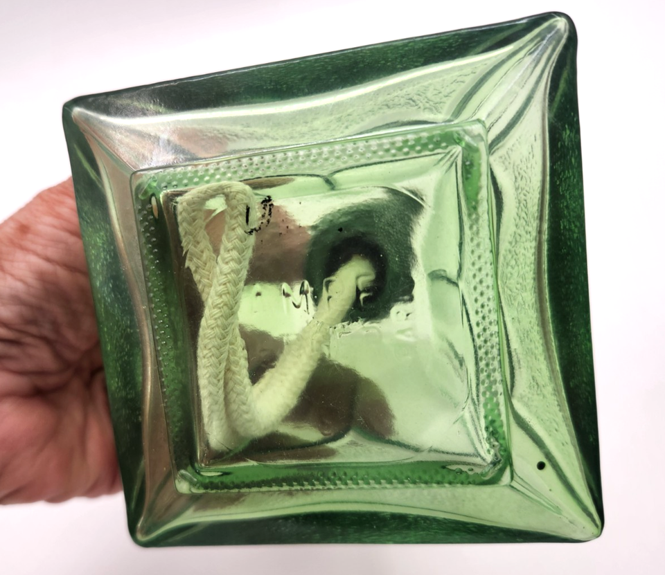 Lampe Berger France Art Deco Pyramid Green Glass Oil Lamp Burner Wick ...