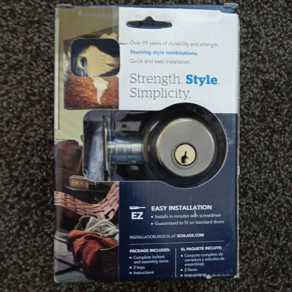Schlage Deadbolt Keyed 1 Side New Single B60N 609 Aged Brass Keys Door ...