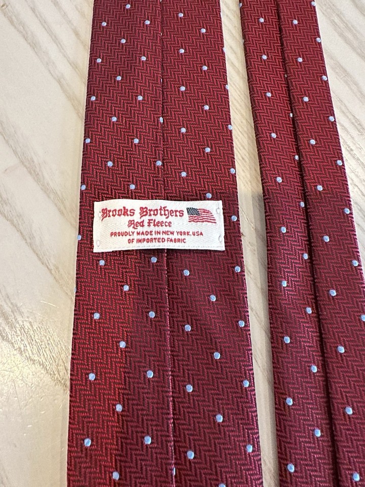 Brooks Brothers 100% Silk Red Blue Pin Dot Tie | eBay