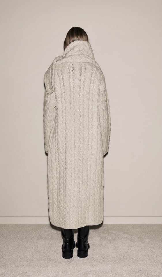 ZARA Women's 100% Wool Cable Knit Coat(Ecru, US M /EUR M) | eBay