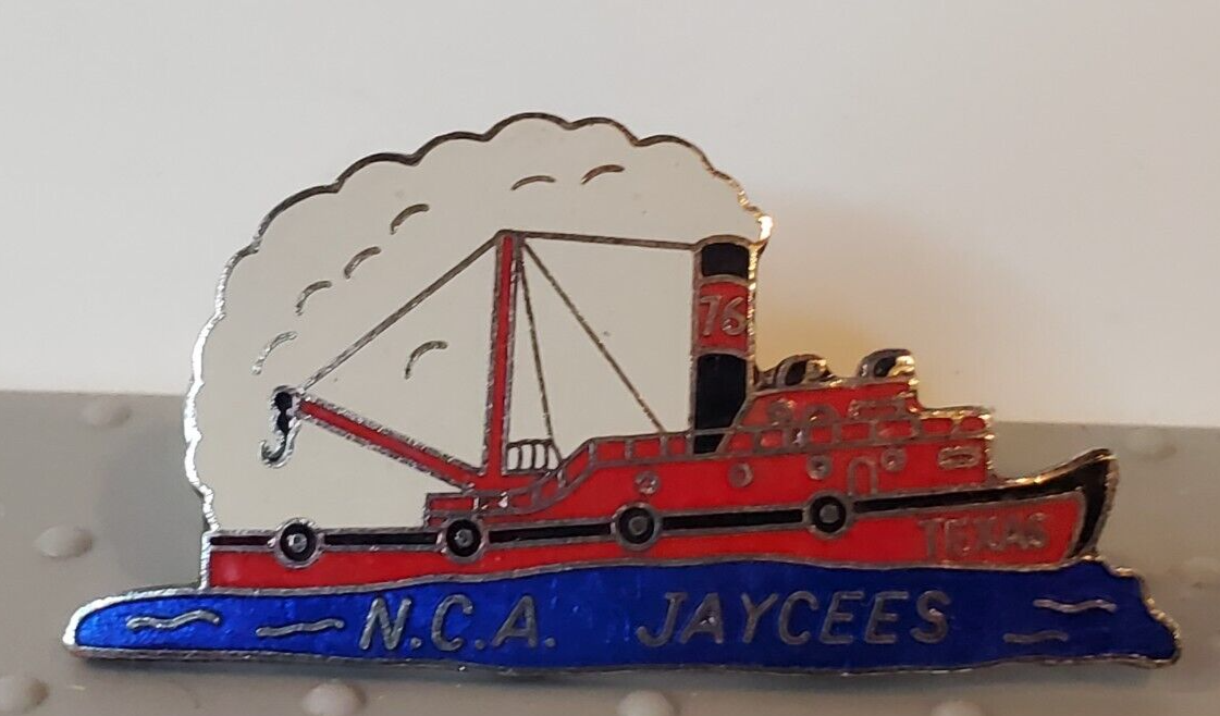 Texas N.C.A. Jaycees Tugboat Boat Lapel Pin Red 1.5'' | eBay