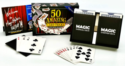 Deluxe 50 AMAZING CARD TRICKS KIT Magic Set Wild Svengali Stripper Decks Box | eBay