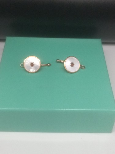 BARRY Vintage Rolled Gold Plate Back Mother Of Pearl Red Stone ...