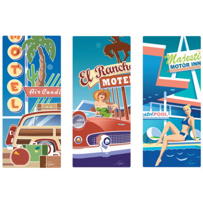 Motel & Motor Inn Vacation Wall Decal Set Vintage Style Made in USA 10 ...