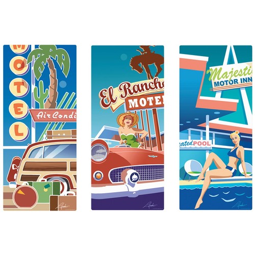 Motel & Motor Inn Vacation Wall Decal Set Vintage Style Made in USA 10 ...