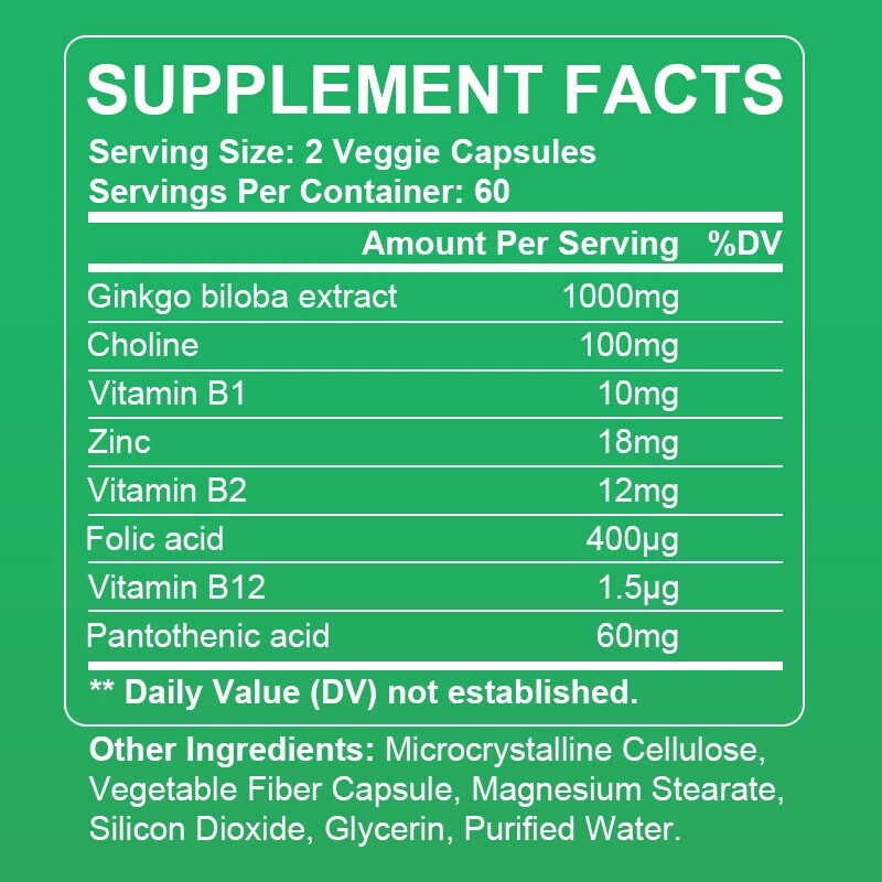 30/60/120Tabletten Ginkgo Biloba 1000mg Konzentration Ginko Gingo ...